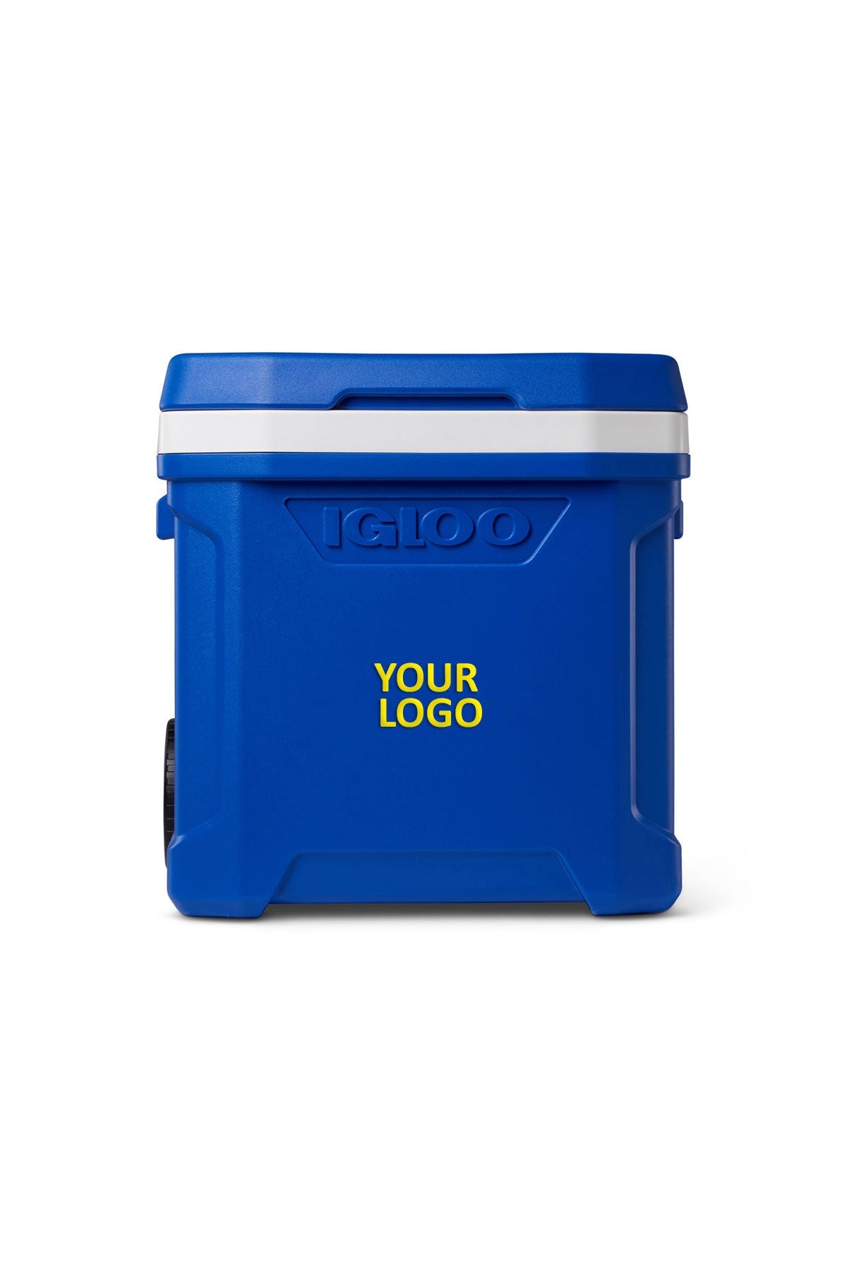 Custom Igloo Profile 60 Qt Roller Custom Coolers White-Majestic Blue