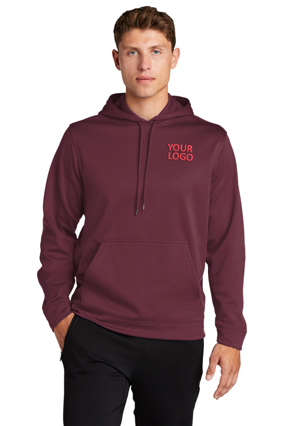 Custom Sport-Tek Fleece Hooded Pullover F244 Maroon