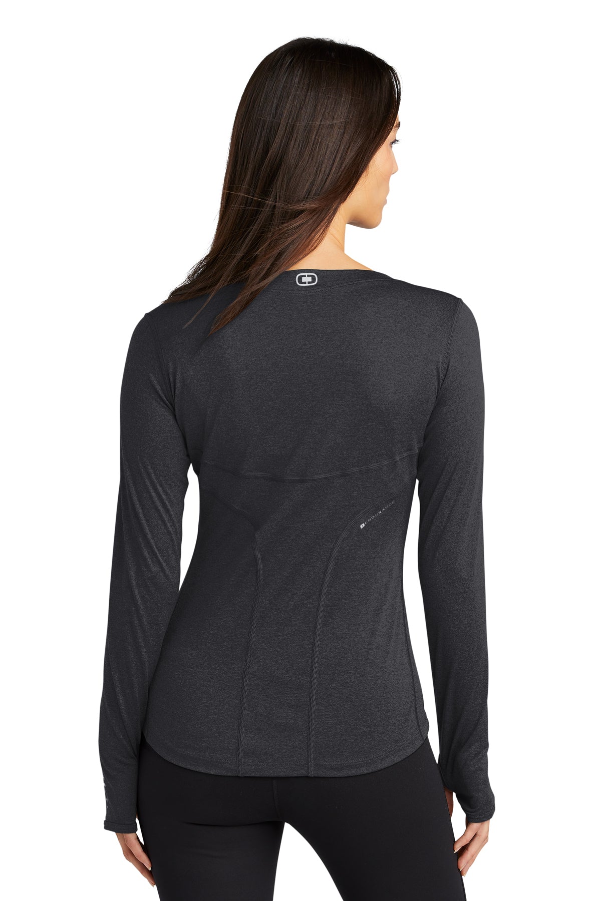 Branded OGIO ENDURANCE Ladies Long Sleeve Pulse Crew Blacktop