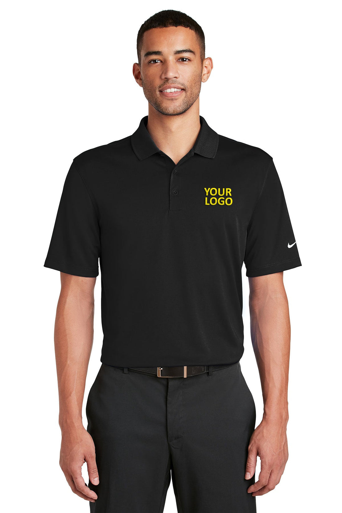 Custom Nike Dri-FIT Players Polo with Flat Knit Collar Black