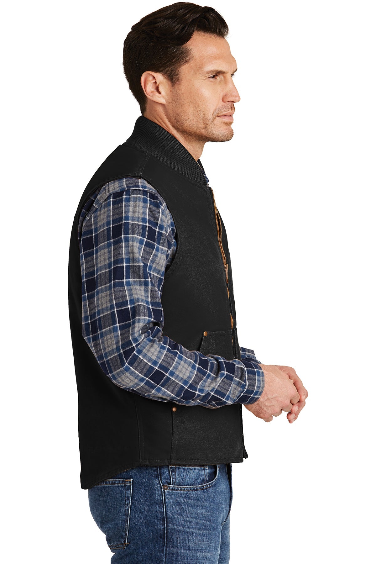 Branded CornerStone Washed Duck Cloth Vest CSV40 Black